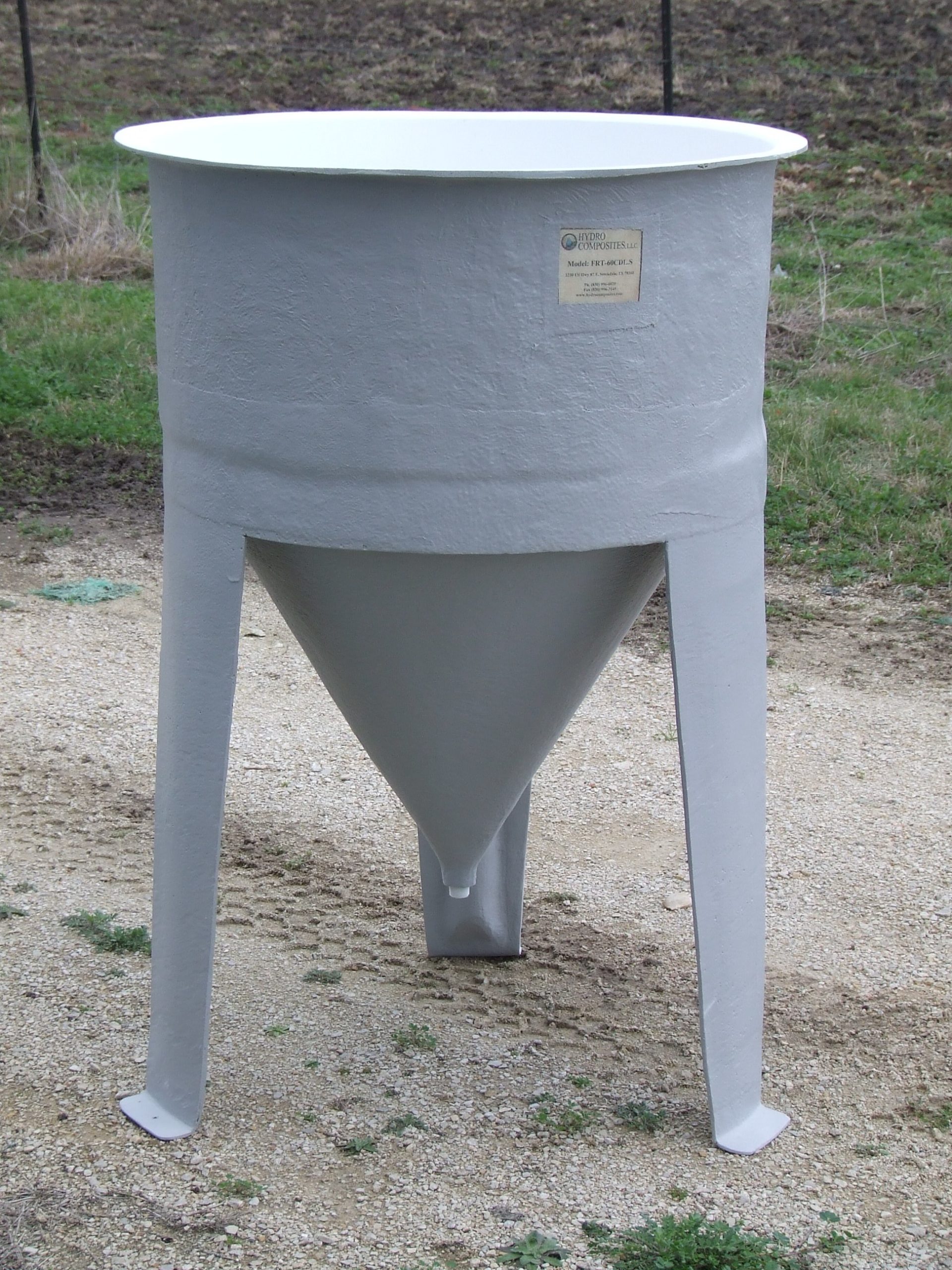 60 gal. Cone Bottom Fiberglass Tank - Hydro Composites, LLC