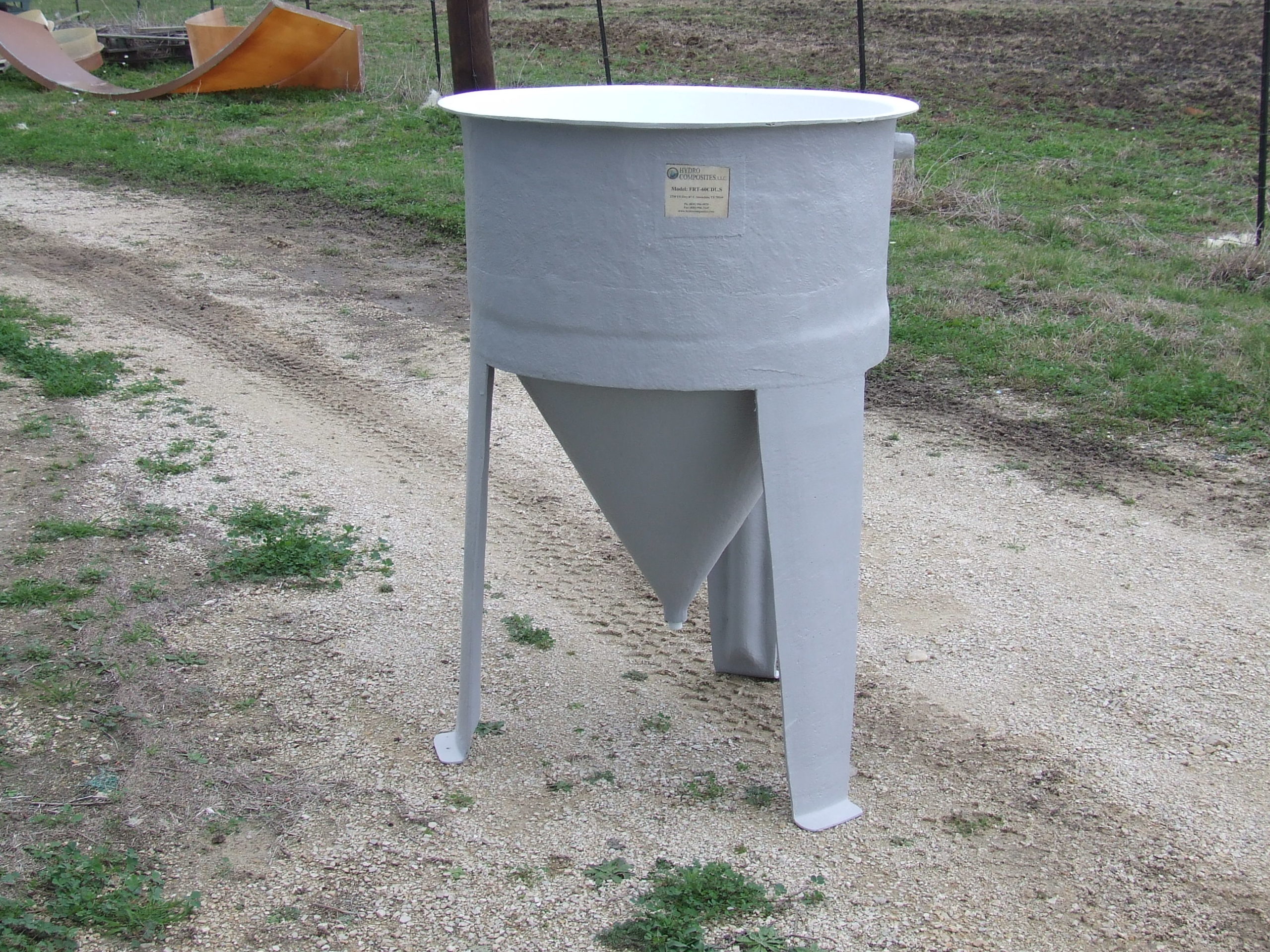 60 gal. Cone Bottom Fiberglass Tank - Hydro Composites, LLC