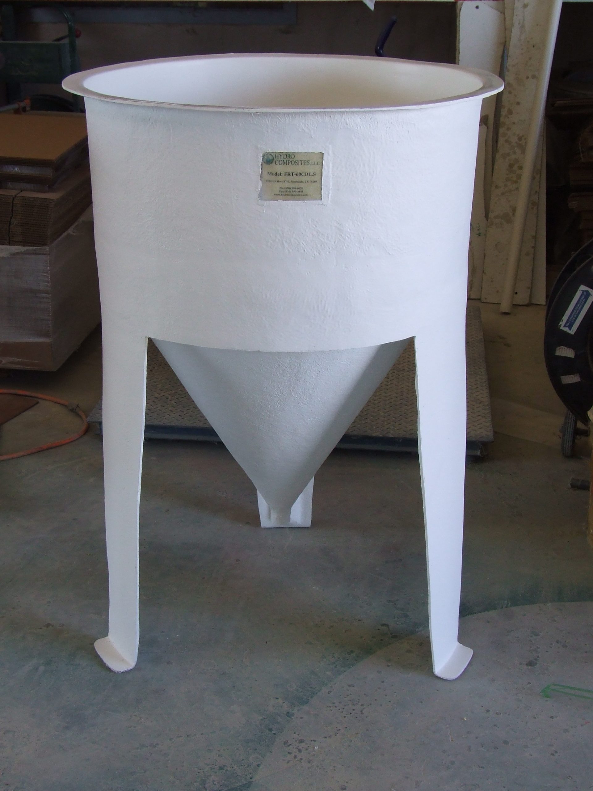 60 gal. Cone Bottom Fiberglass Tank - Hydro Composites, LLC